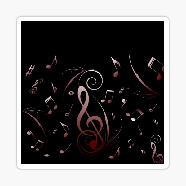 "Scattered treble clef and musical notes" Sticker by MadzarMarina ...