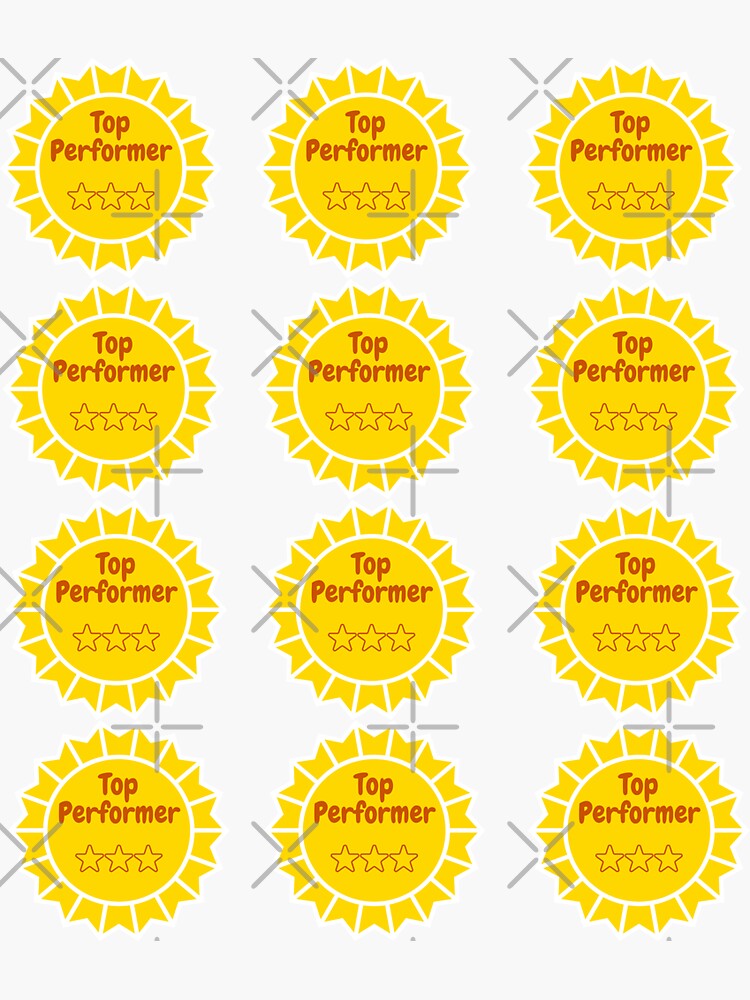 "Top Performer Gold Award Badge with 3 stars sticker pack (12 pcs ...