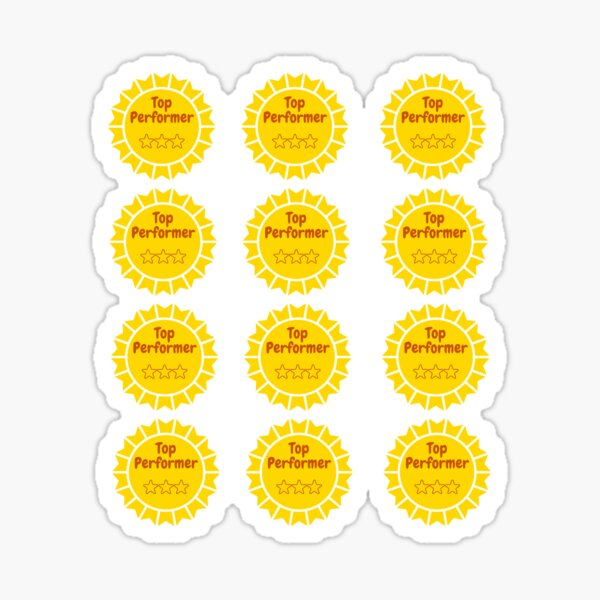 "Top Performer Gold Award Badge with 3 stars sticker pack (12 pcs ...
