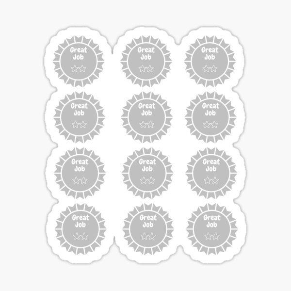 "Great Job Silver Award Badge with 2 stars sticker pack (12 pcs ...