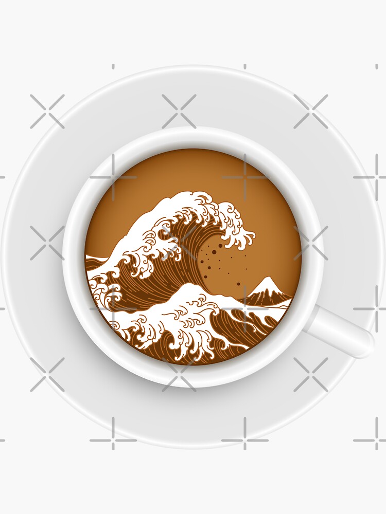 "Great Wave Of Coffee" Sticker by Gohappy | Redbubble