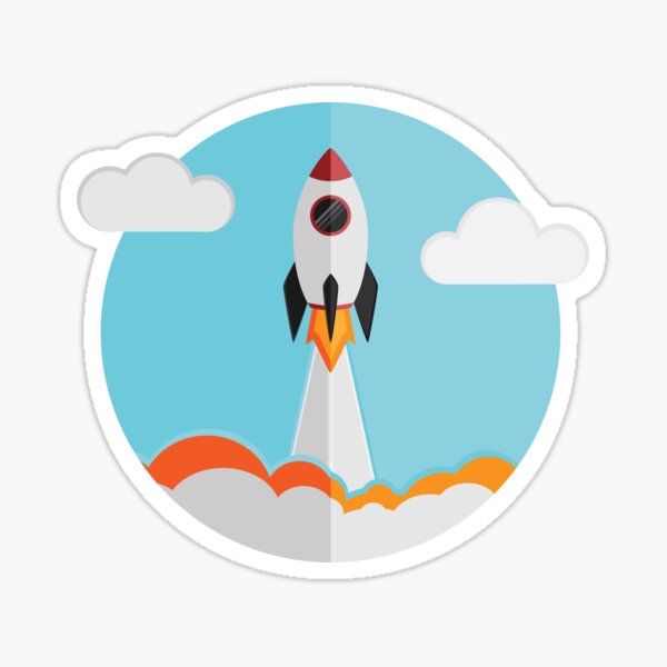 "rocket launch" Sticker for Sale by psychoshadow | Redbubble