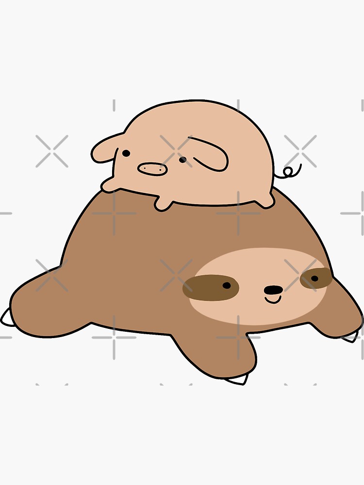 "Little Pig and Sloth" Sticker for Sale by SaradaBoru | Redbubble