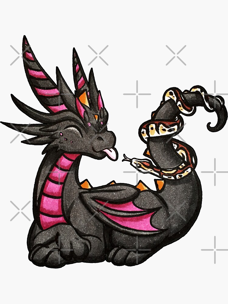"Dragon with Python " Sticker for Sale by bgolins | Redbubble
