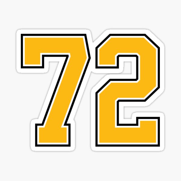 "Yellow Number 72 lucky sports jersey seventy two" Sticker by ...