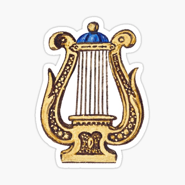 "Golden Lyre Harp on White Background" Sticker by BeakHouse | Redbubble