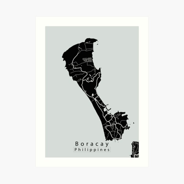 "Boracay Philippines Island Map dark" Art Print by Robin-Niemczyk ...