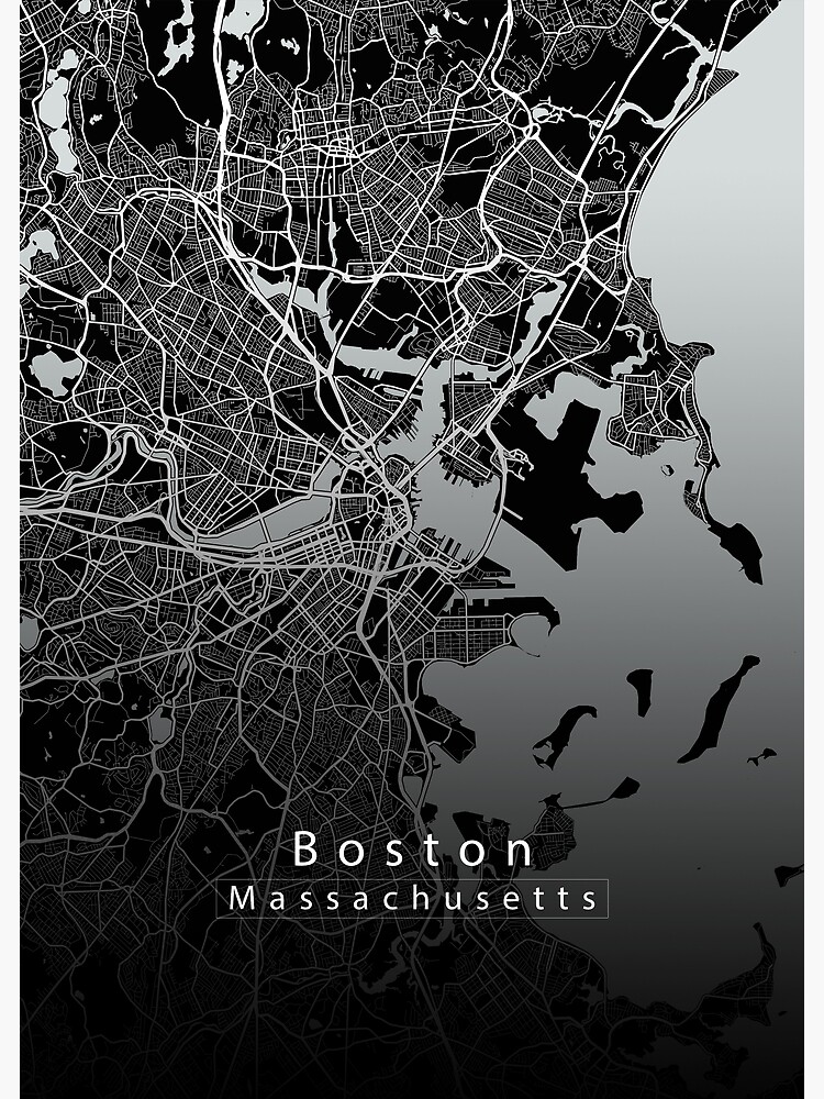 Póster «Mapa de la ciudad de Boston Massachusetts oscuro» de Robin ...