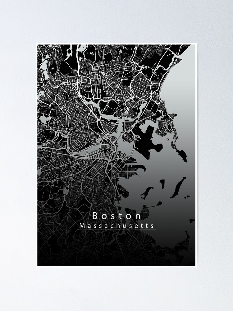 Póster «Mapa de la ciudad de Boston Massachusetts oscuro» de Robin ...