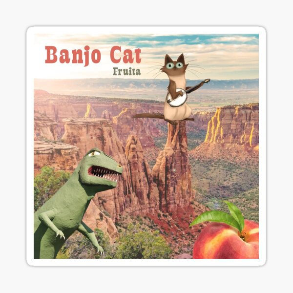 "Banjo Cat Colorado National Monument " Sticker by BanjoCatArt | Redbubble