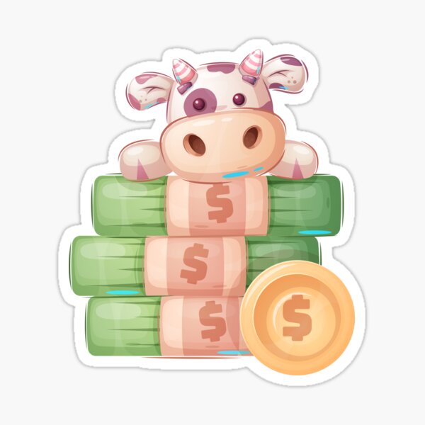 "Cow with money" Sticker by VariousPatterns | Redbubble