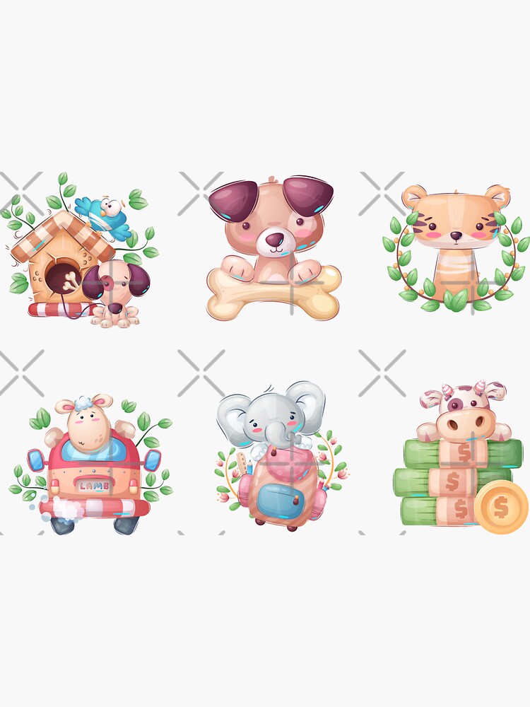 "Cute Animals Sticker Pack" Sticker by VariousPatterns | Redbubble