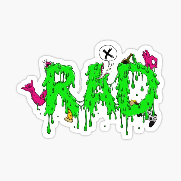 ""RAD" " Sticker by SleepyGeeks | Redbubble