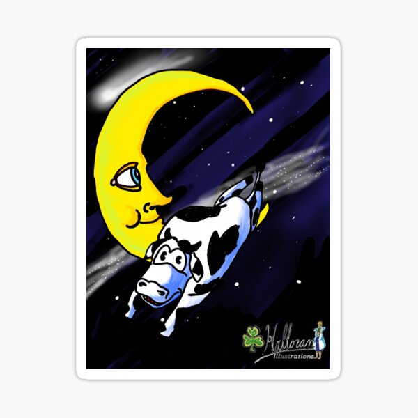 "Cow Jumps over Moon" Sticker for Sale by ChuckHalloran | Redbubble