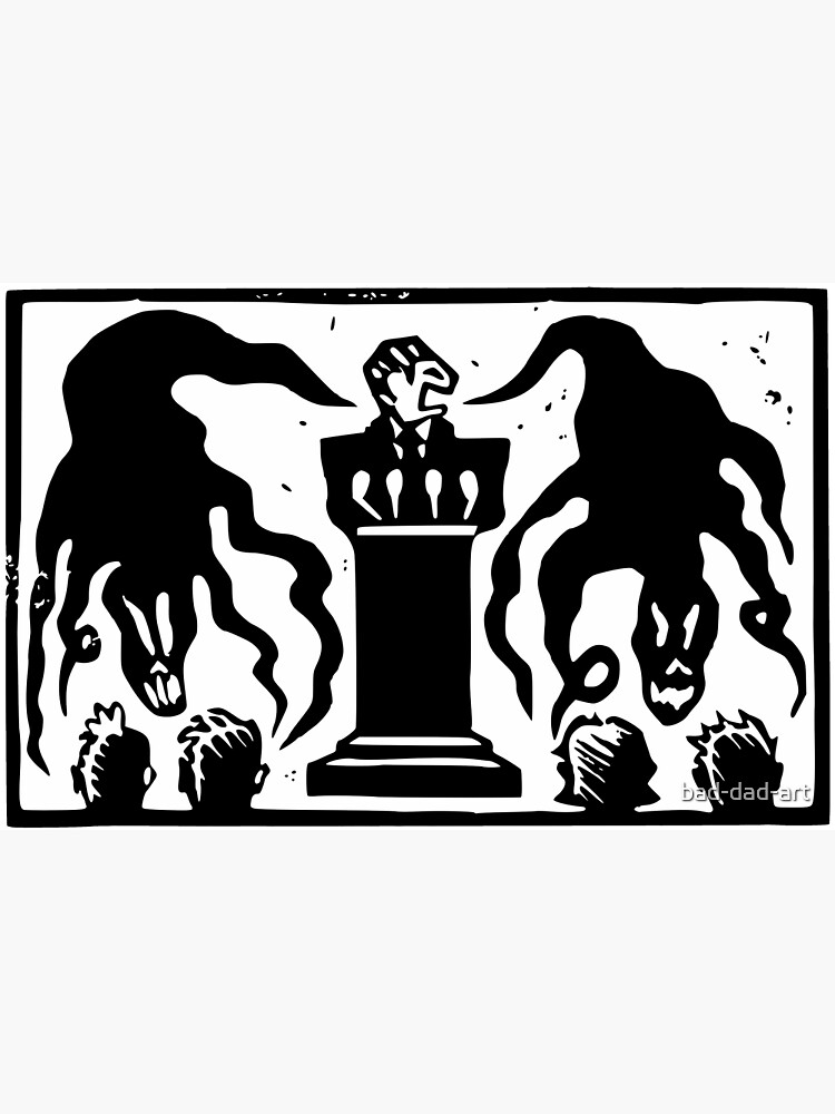 "Woodcut Style: Demagogue" Poster for Sale by bad-dad-art | Redbubble