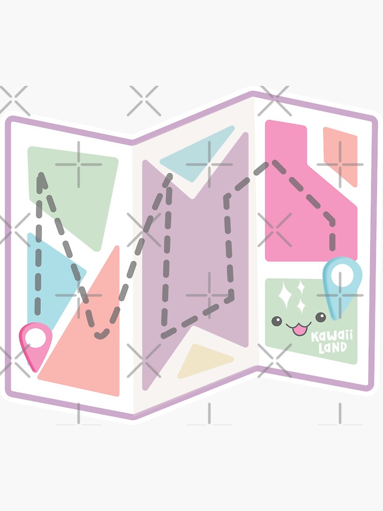 "Cute Kawaii Land Pastel Travel Map" Sticker by ISpyKawaii | Redbubble
