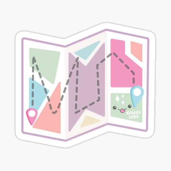 "Cute Kawaii Land Pastel Travel Map" Sticker by ISpyKawaii | Redbubble