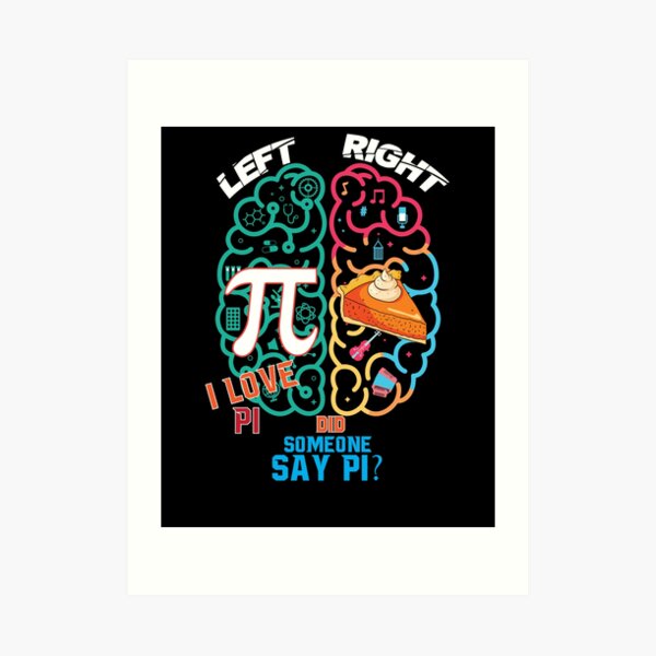 "LEFT RIGHT I LOVE PI, Mathematics, Math, Irrational Number" Art Print ...