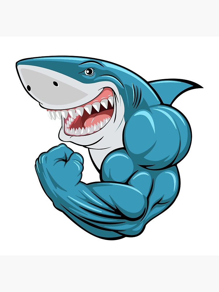 "Shark with Muscles" Poster by Scopestor | Redbubble