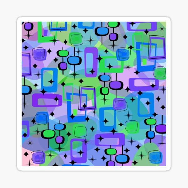 "Mid Century Modern Retro Groovy Starry Scene" Sticker by DesignLust ...