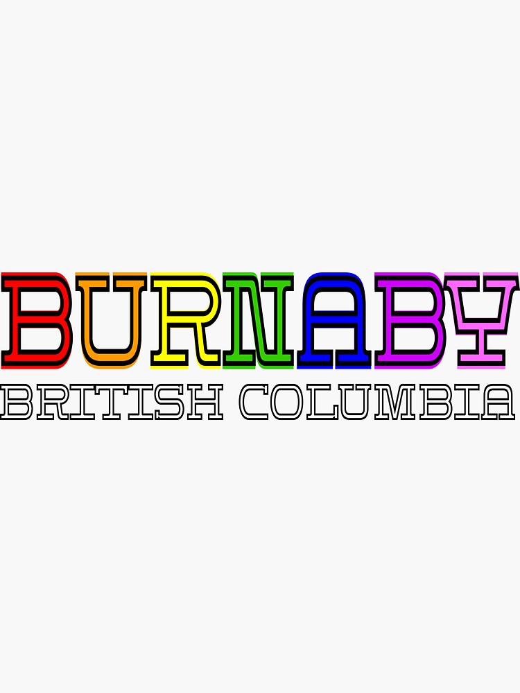 "Burnaby BC rainbow block lettering" Sticker by WhereWear | Redbubble