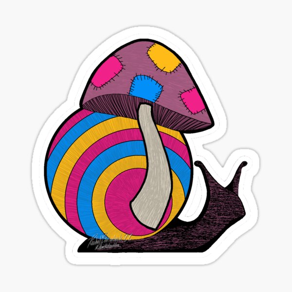 "Pansexual Mushroom Snail Design" Sticker by Dankdoodless | Redbubble