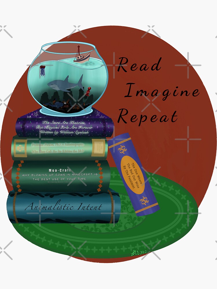 "Read Imagine Repeat" Sticker for Sale by savvysaphy99 | Redbubble