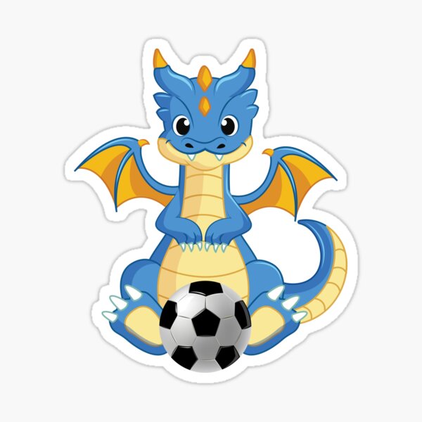 "Dragon Playing Soccer ,Funny Good Dragon Football Lovers Blue Design ...