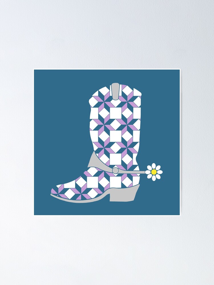 "Cowgirl Boot and Daisy Spur with Blue Background ...Colored by ...
