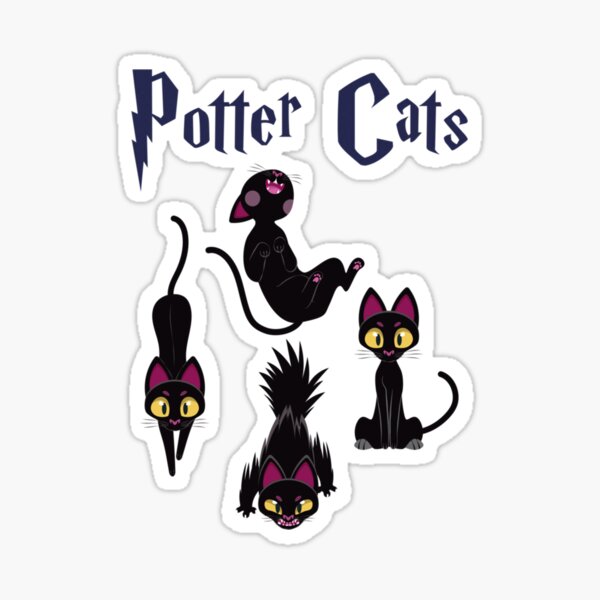 "Potter Cats Harry Pawter " Sticker for Sale by Winporttextile | Redbubble
