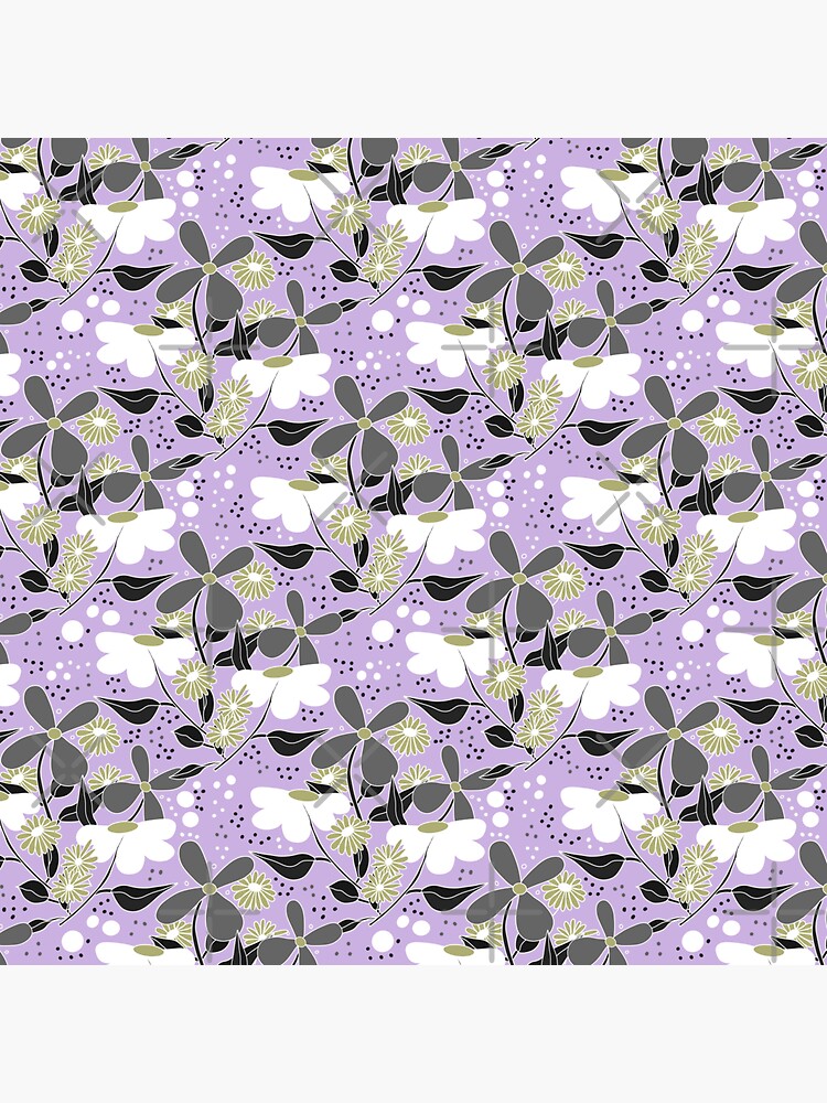 "Daisy floral pattern on pastel purple background" Sticker by ...