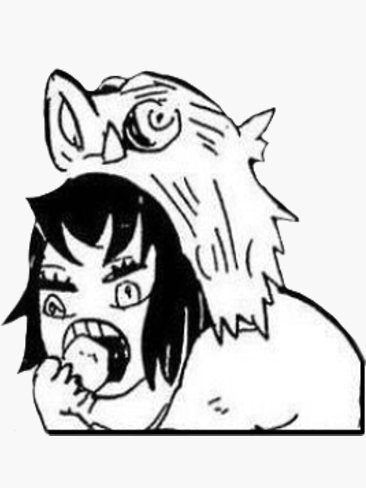 "inosuke hashibira kimetsu no yaiba / demon slayer / eating" Sticker by ...