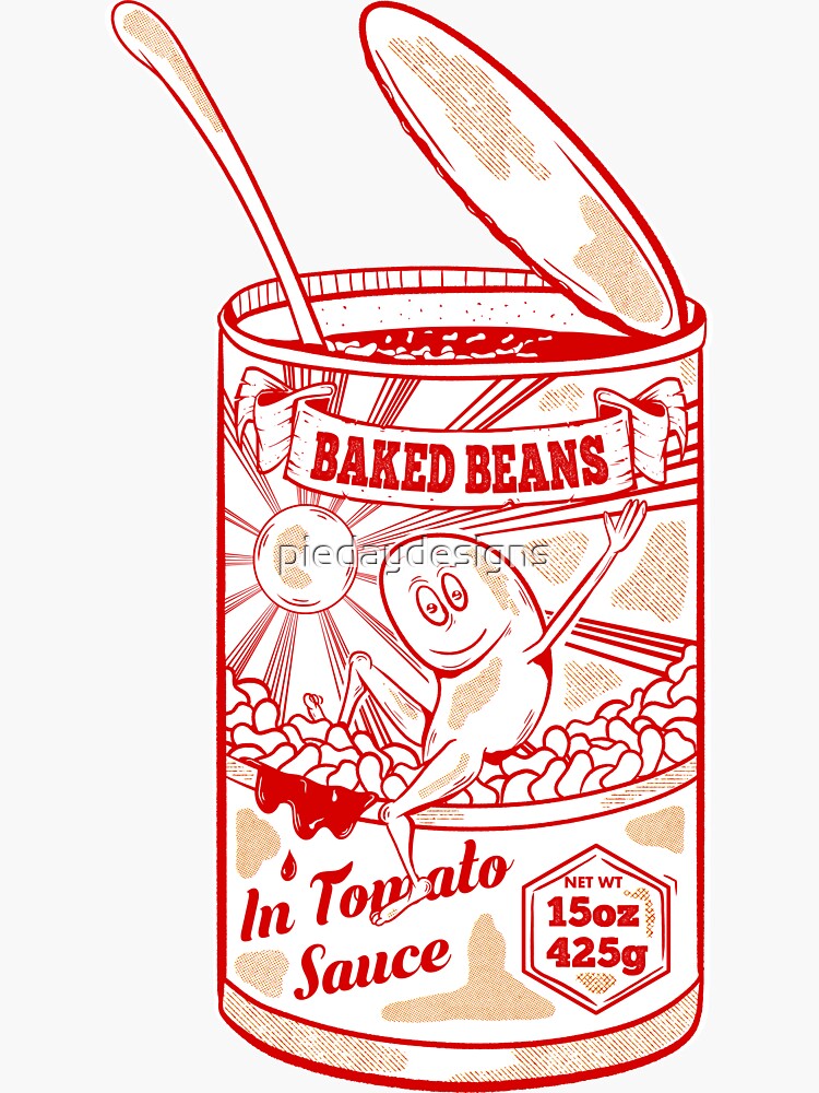 "Baked Beans tin can" Sticker by piedaydesigns | Redbubble