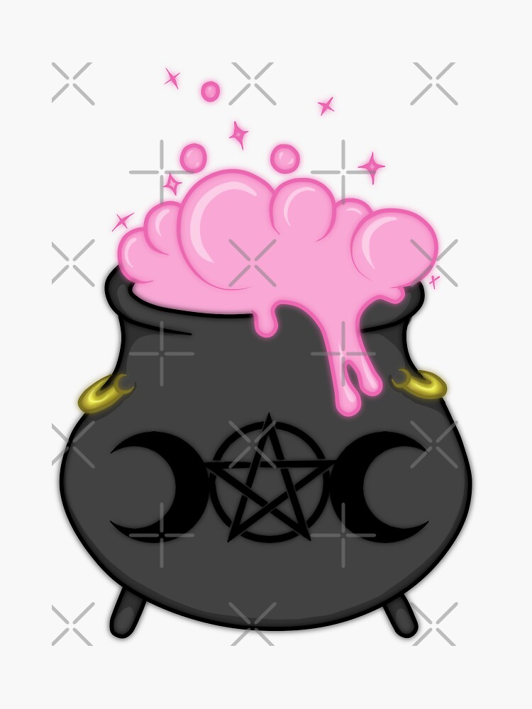 "Pink Bubbly Cauldron" Sticker by greekthreads | Redbubble