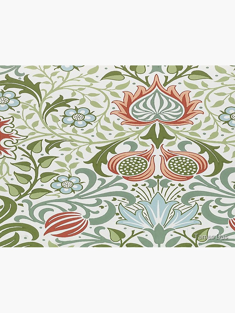 " William Morris Green And Red Floral Persian Pattern-Vintage Botanical ...