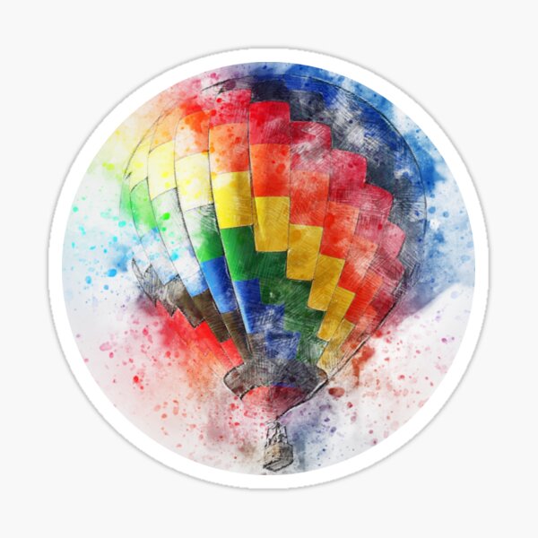 "Hot Air Balloon Waterpaint Design" Sticker by JacquesDesigns | Redbubble