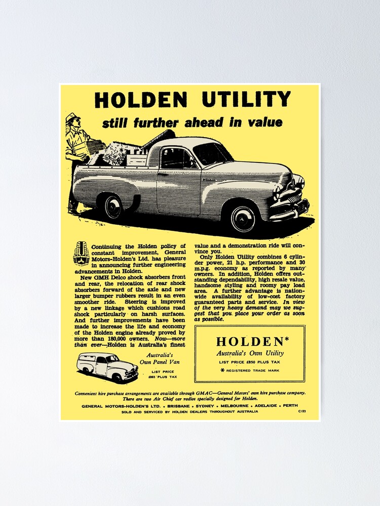 "HOLDEN UTE - ADVERT" Poster for Sale by ThrowbackM3 | Redbubble