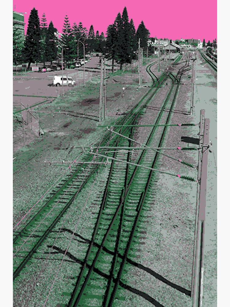"Vaporwave Train Tracks" Sticker for Sale by AtomicLukai | Redbubble