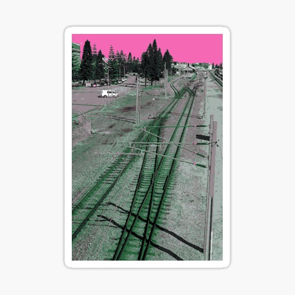 "Vaporwave Train Tracks" Sticker for Sale by AtomicLukai | Redbubble