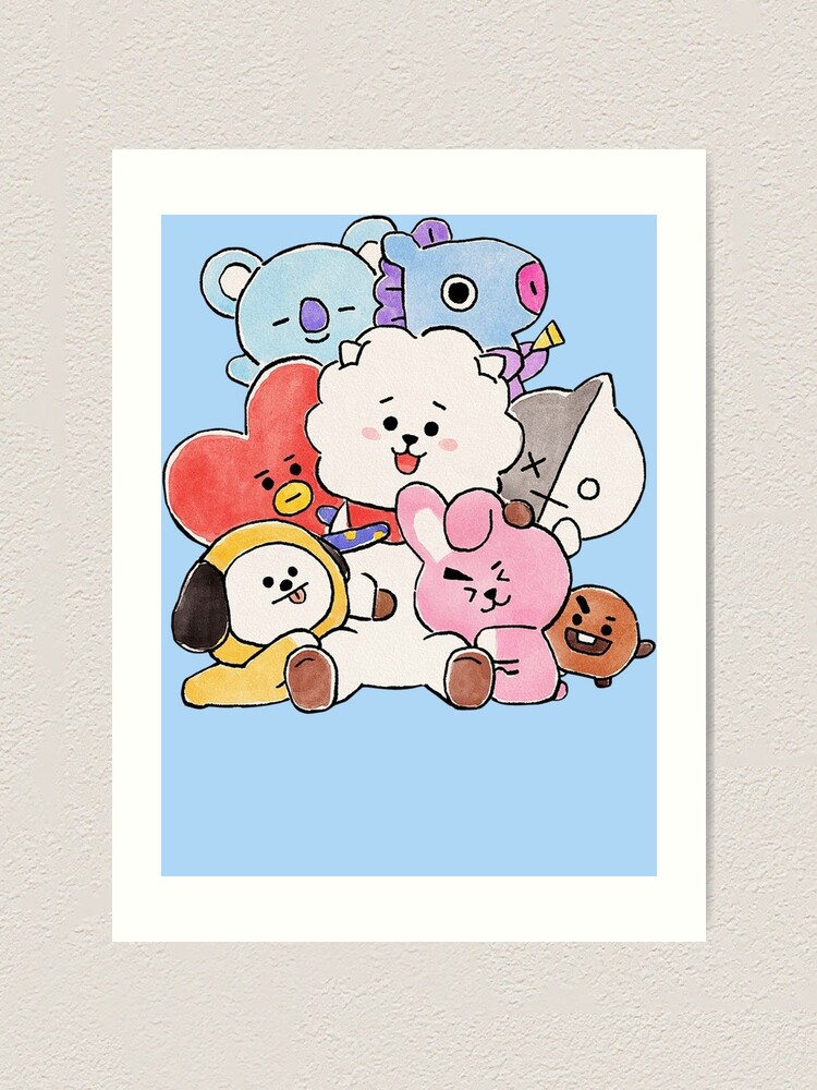 "BT21 HAND DRAWN COOKY, SHOOKY, CHIMMY, TATA, VAN, MANG, RJ, KOYA ...