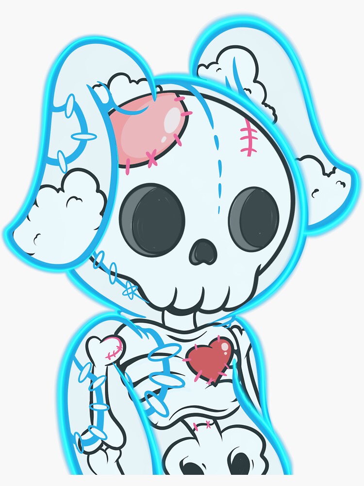 "Skull Rabbit Puppet Sticker (MOODIES)" Sticker by SkitGraphic | Redbubble