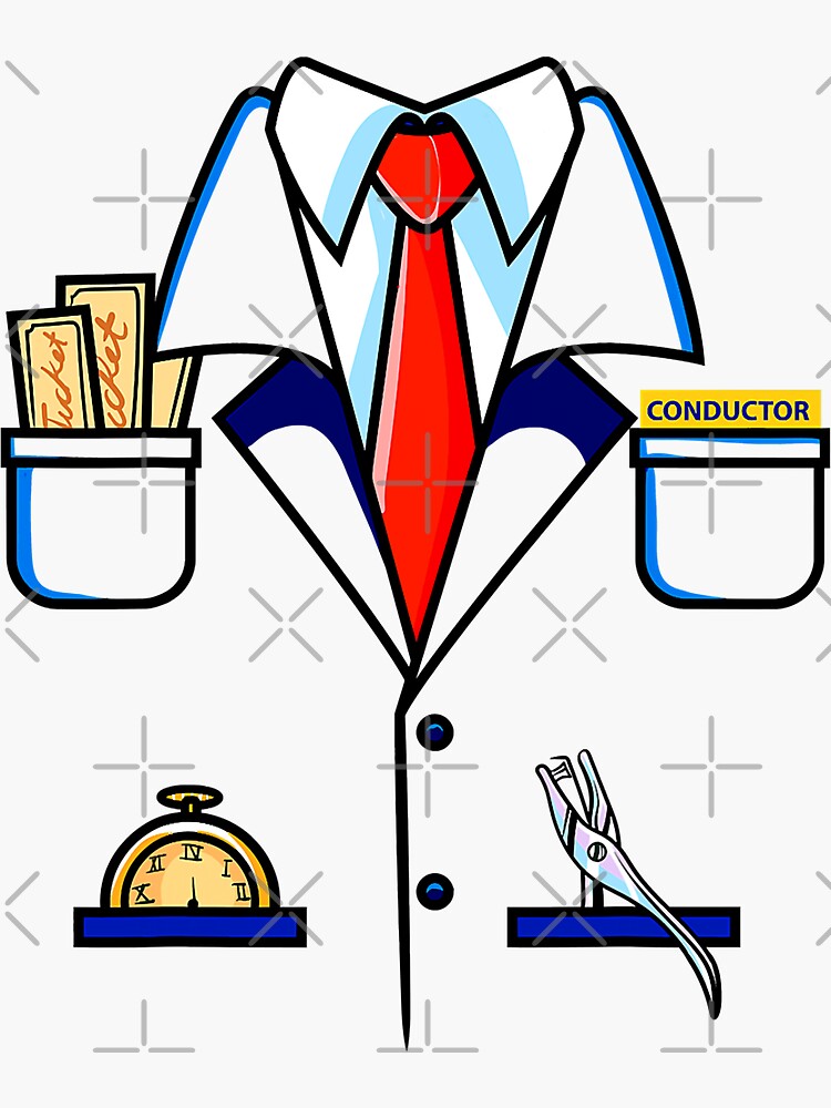 "Train Conductor Costume Express Trains" Sticker by SanaiColton | Redbubble