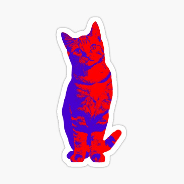 "Pop Art Cat Red And Blue" Sticker for Sale by PritchBlack | Redbubble