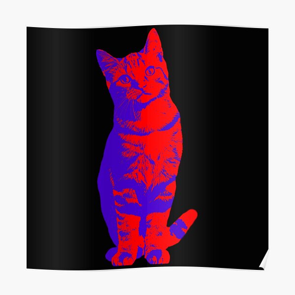 "Pop Art Cat Red And Blue" Poster for Sale by PritchBlack | Redbubble