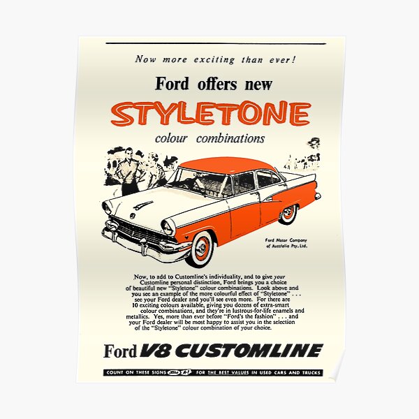 "FORD V8 CUSTOMLINE - ADVERT" Poster for Sale by ThrowbackM3 | Redbubble
