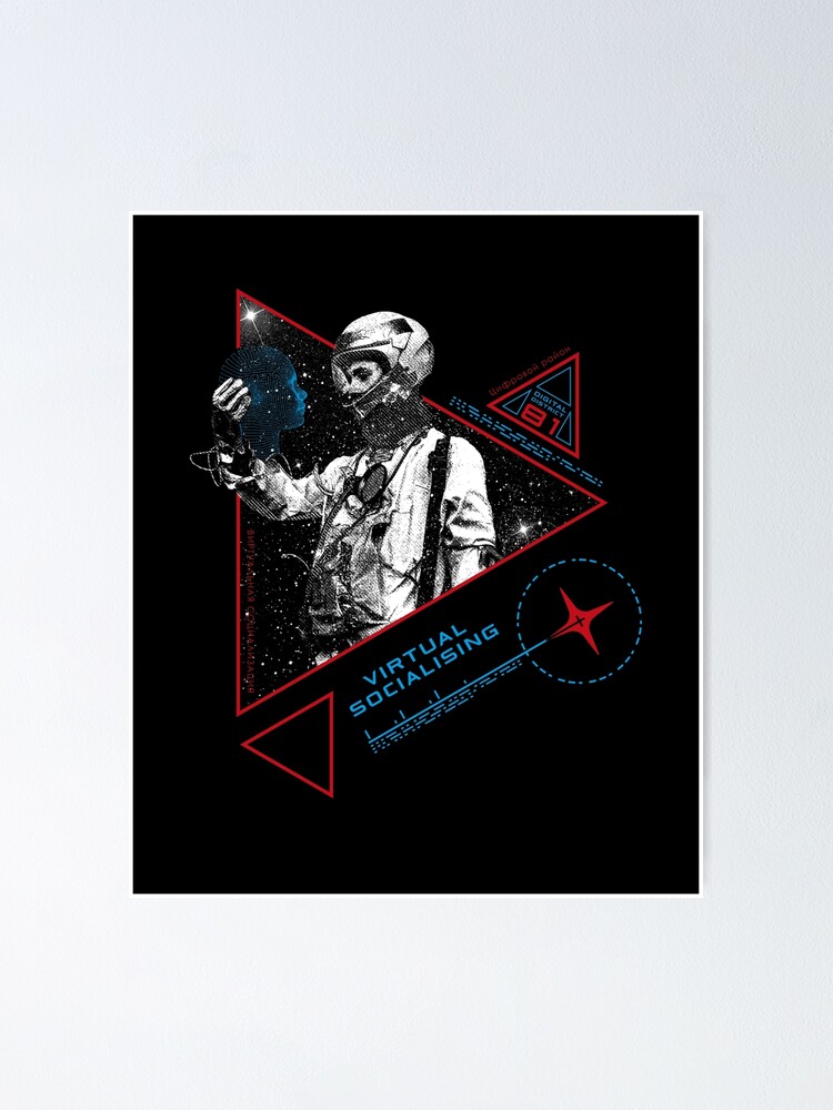 "Virtual Socialising Streetwear 80 Space Theme Cosmonaut" Poster for ...