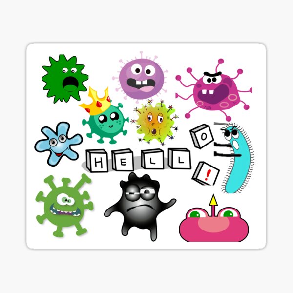 "Cute and funny Microbial world - microbiology stickers for ...