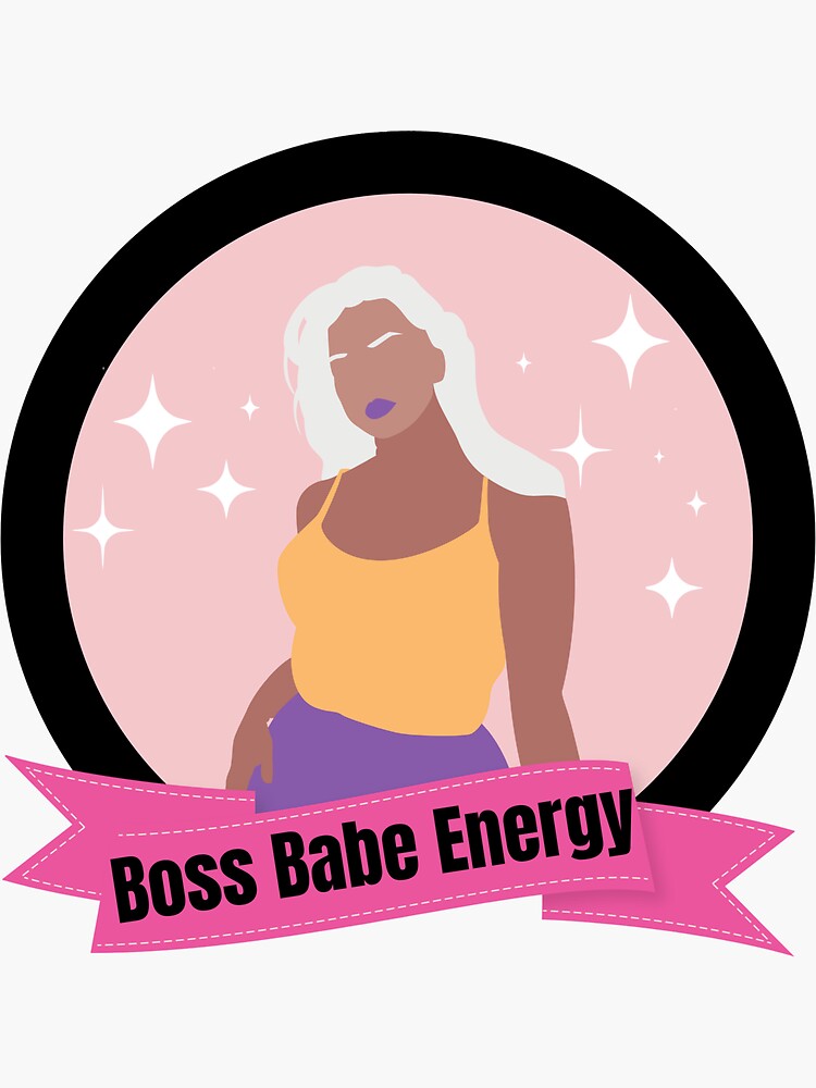 "Boss Babe Energy Cute Sparkle White Hair" Sticker by Richardl1993 ...