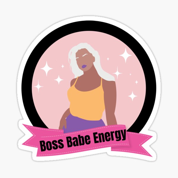 "Boss Babe Energy Cute Sparkle White Hair" Sticker by Richardl1993 ...