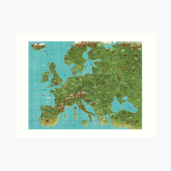 "Illustrated Map of Europe" Art Print by sophieeves90 | Redbubble